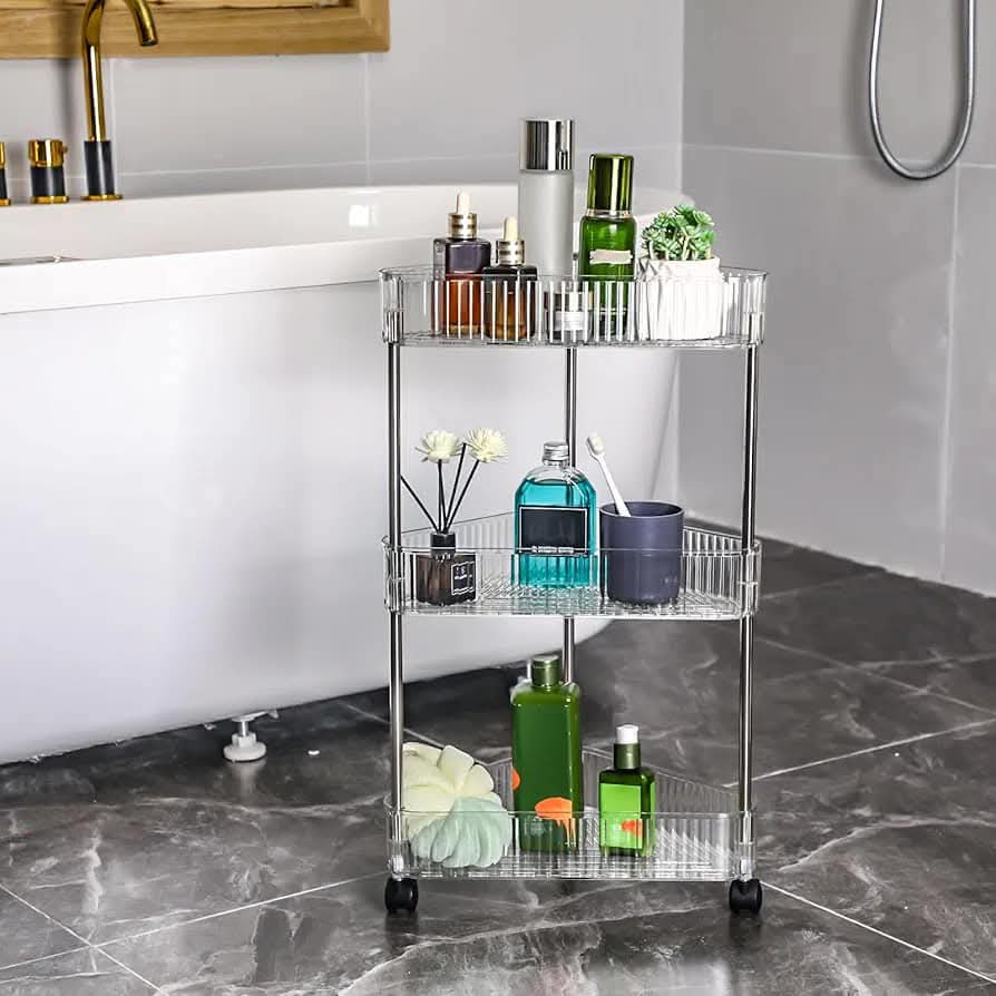 ACRYLIC CORNER TROLLEY WITH WHEELS – Prodesire